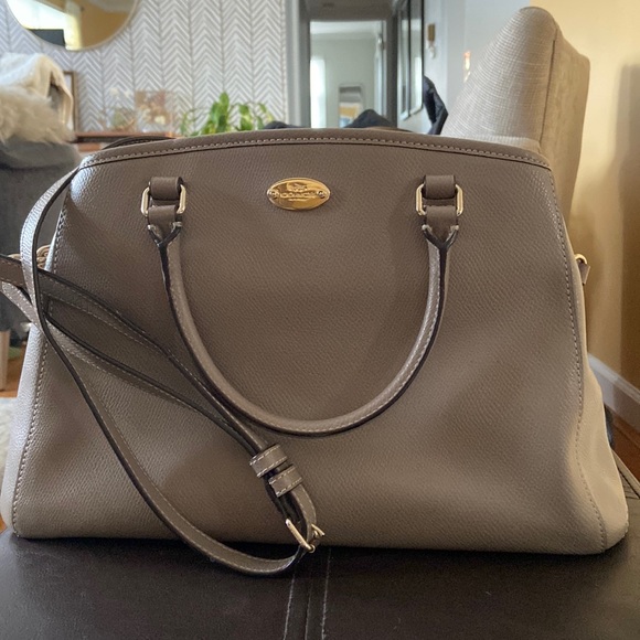 Coach | Bags | Coach Leather Margot Carryall Crossbody Satchel In Taupe ...